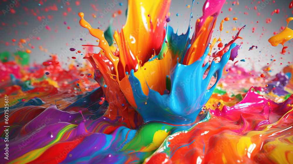Abstract colorful paint splash 4k wallpaper. AI Stock Illustration ...