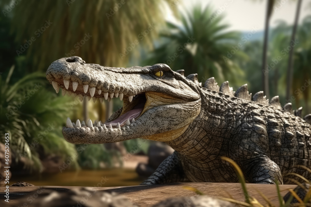 A magnificent crocodile in its natural habitat, displaying the awe ...