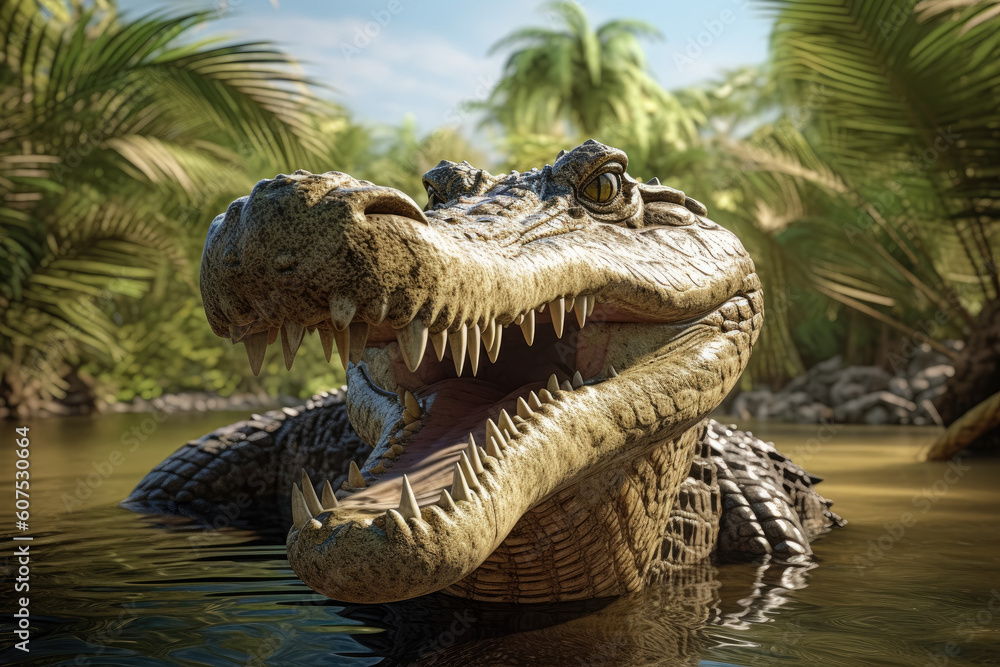 A magnificent crocodile in its natural habitat, displaying the awe ...