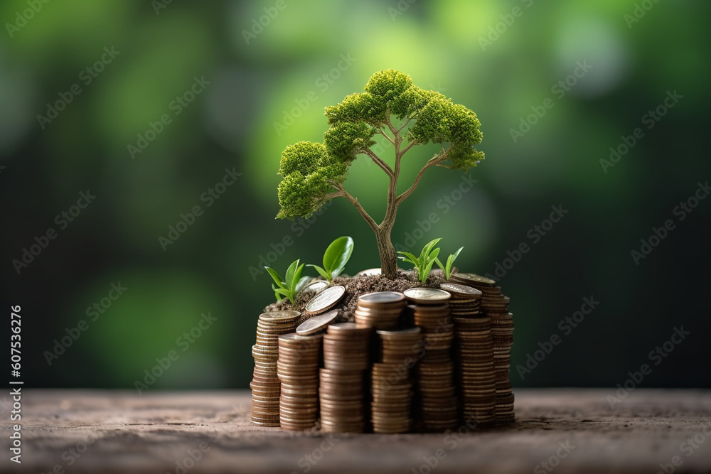 ESG concept of environmental, social, and governance.ESG small tree on ...