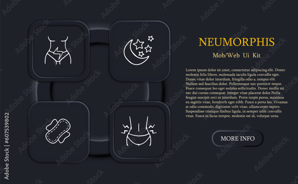 Collection of vector icons representing critical days. Menstruation ...