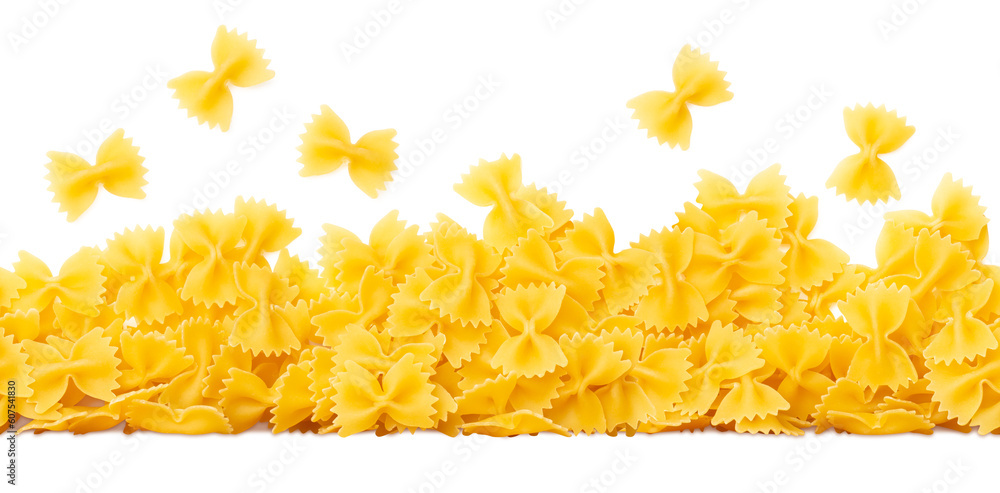 seamless tiling pasta border made of scattered Italian "farfalle ...