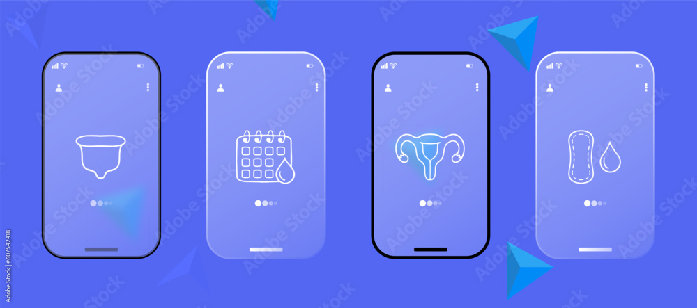 Collection of vector icons representing critical days. Calendar, female ...