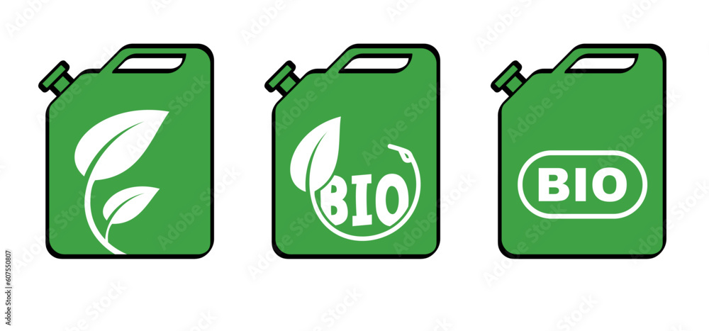 Cartoon green biofuel gasoline, jerrycan with handle. Bio jerry can ...