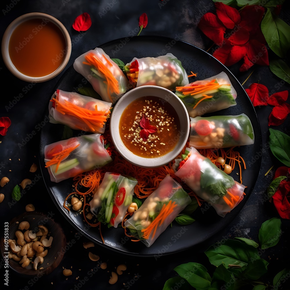 Vietnamese Spring Rolls with Colorful Vegetables and Shrimp Stock ...