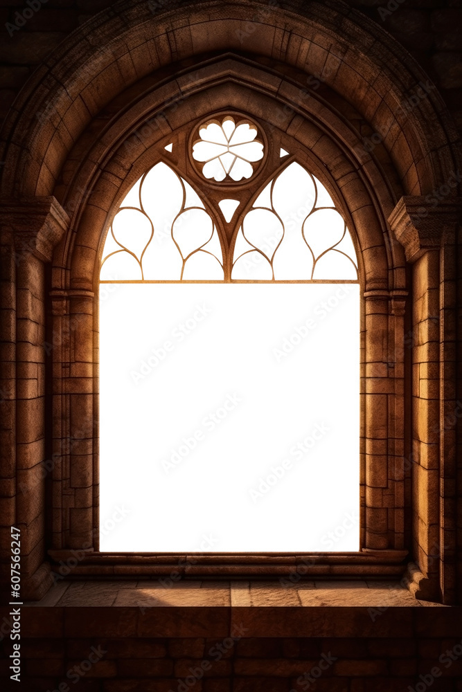 fancy arched stone medieval castle palace window. Isolated PNG ...