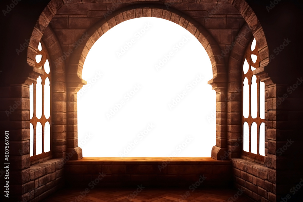 arched stone window medieval frame. Isolated PNG. Transparent ...
