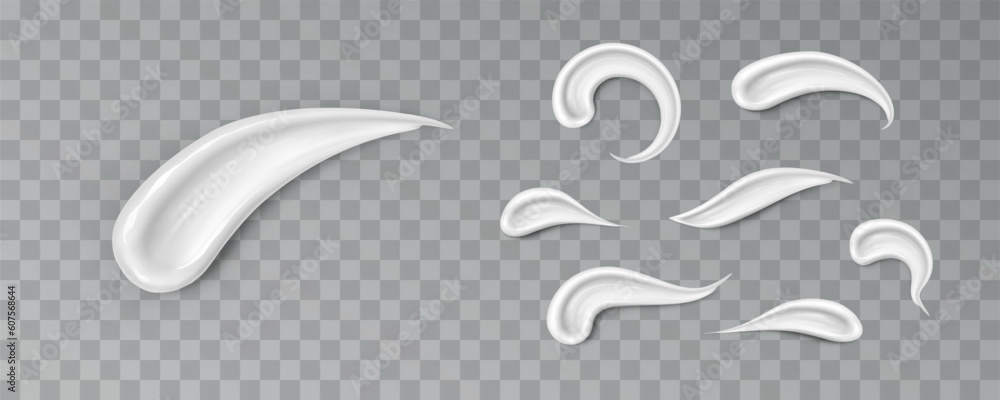Cream texture strokes isolated on transparent background. Facial creme ...