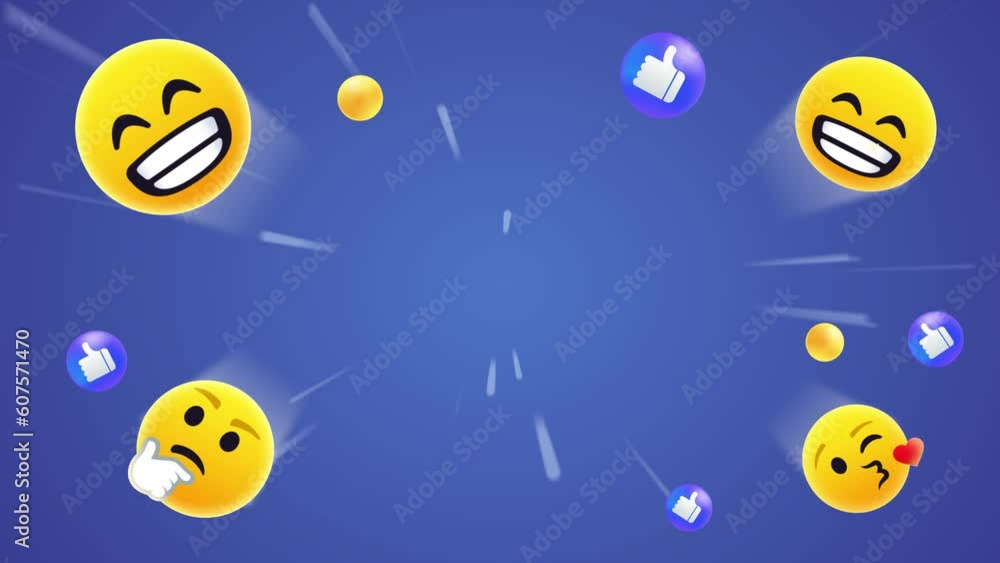 Blue gradient emojis and like icon background Stock Video | Adobe Stock