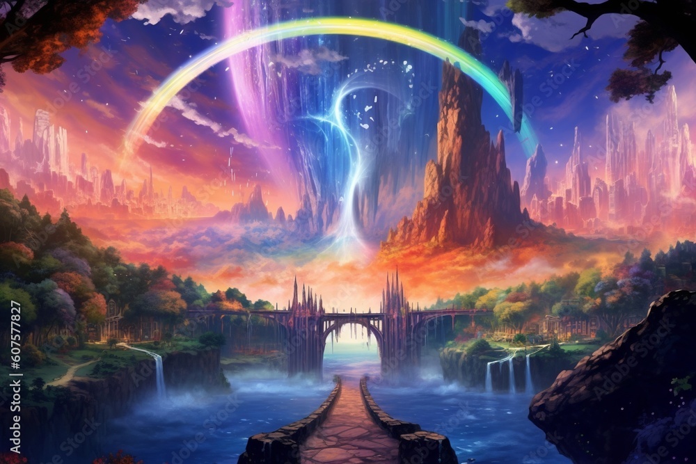 Celestial Gateway: Bridge to the Realm of Enchantment Stock ...