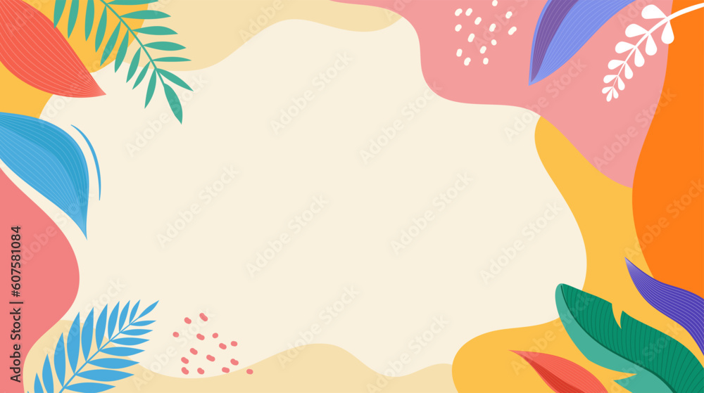 Colorful summer background - horizontal layout banner design. Tropical ...