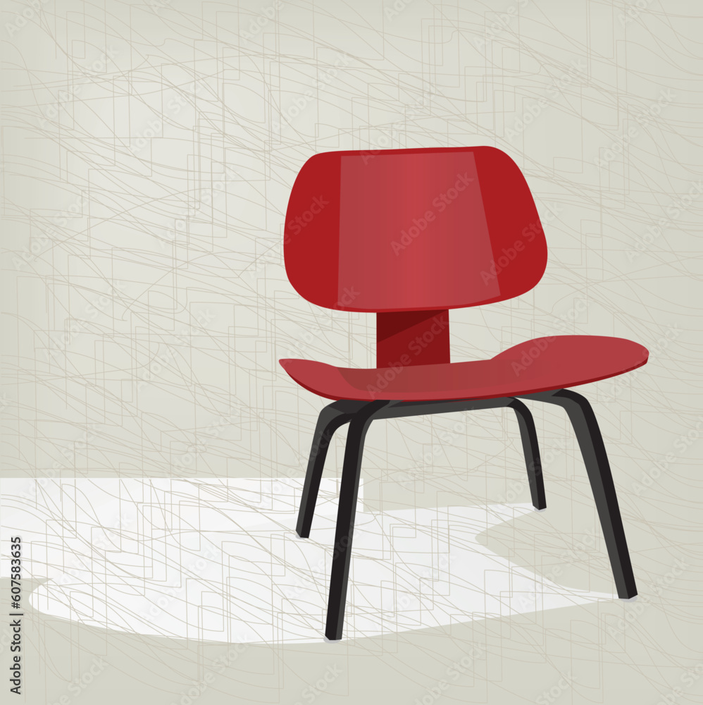 Swanky retro red plastic mid-century modern chair with a subtle modern ...