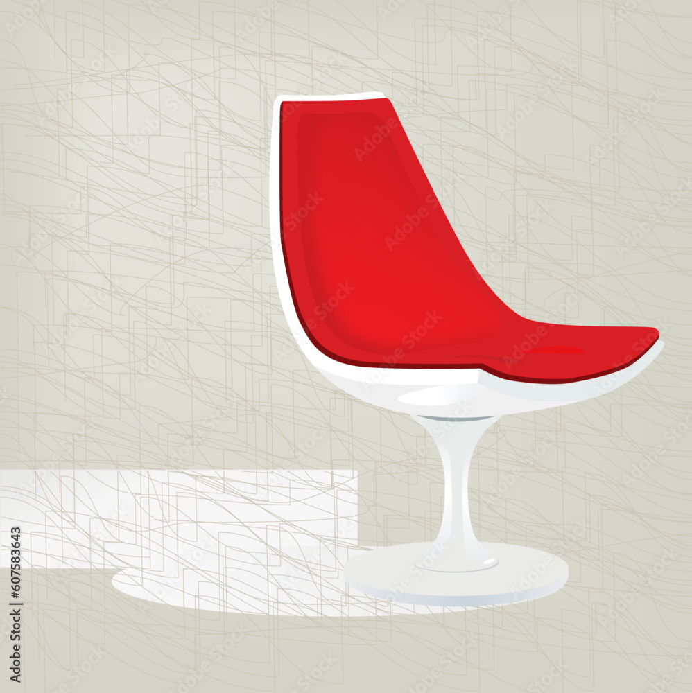 Swanky retro red plastic mid-century modern chair with a subtle modern ...