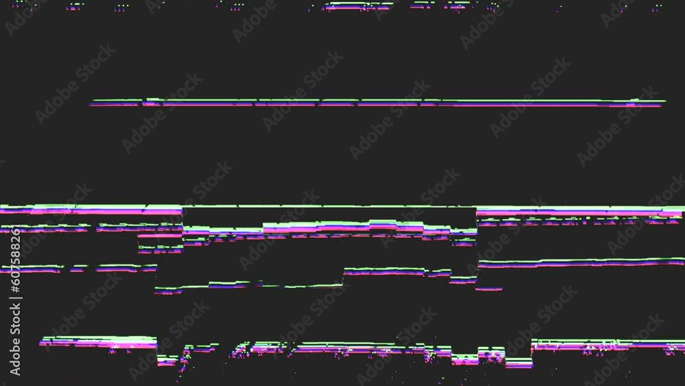 Glitch and noise television defects with artifacts on black texture ...