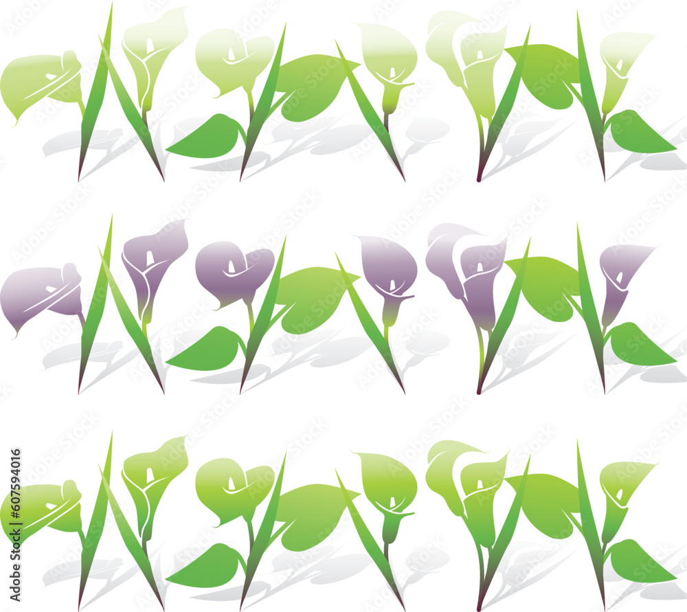 Calla Lily Icons in 3 stylish colors with a cast shadow. Easy edit ...