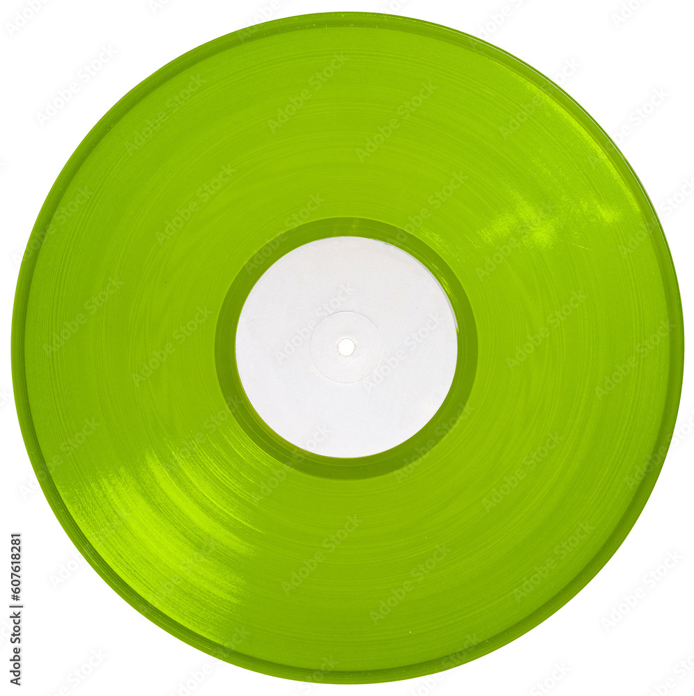 Green vinyl record 12'' realistic photography, isolated png on ...
