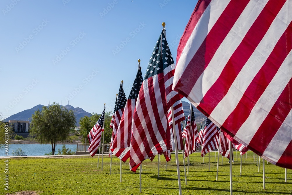 Foto de Hundreds of flags fly over a park field in Henderson, Nevada ...