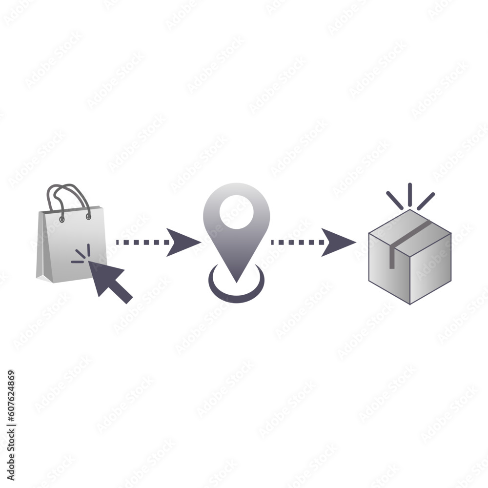 click and collect order, icon, receive order in pick up point, delivery ...