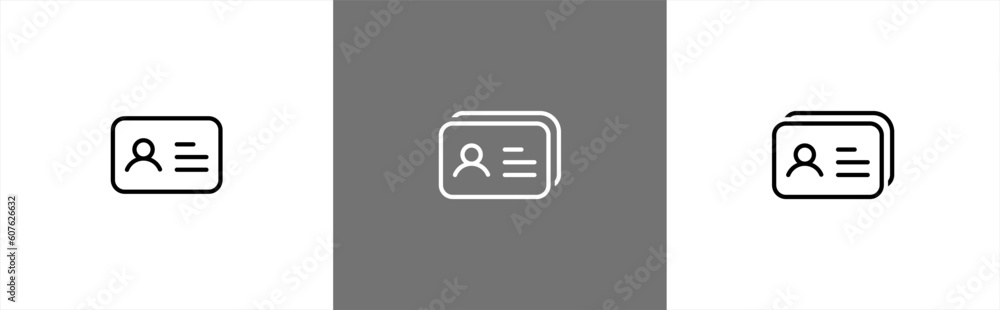 ID Card icon set in line style. ID Card with Circle tick approved ...