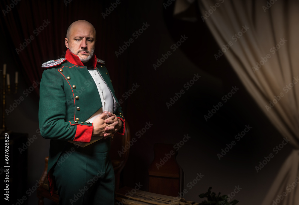 Man officer. Historical restoration. Man in military uniform. Officer ...