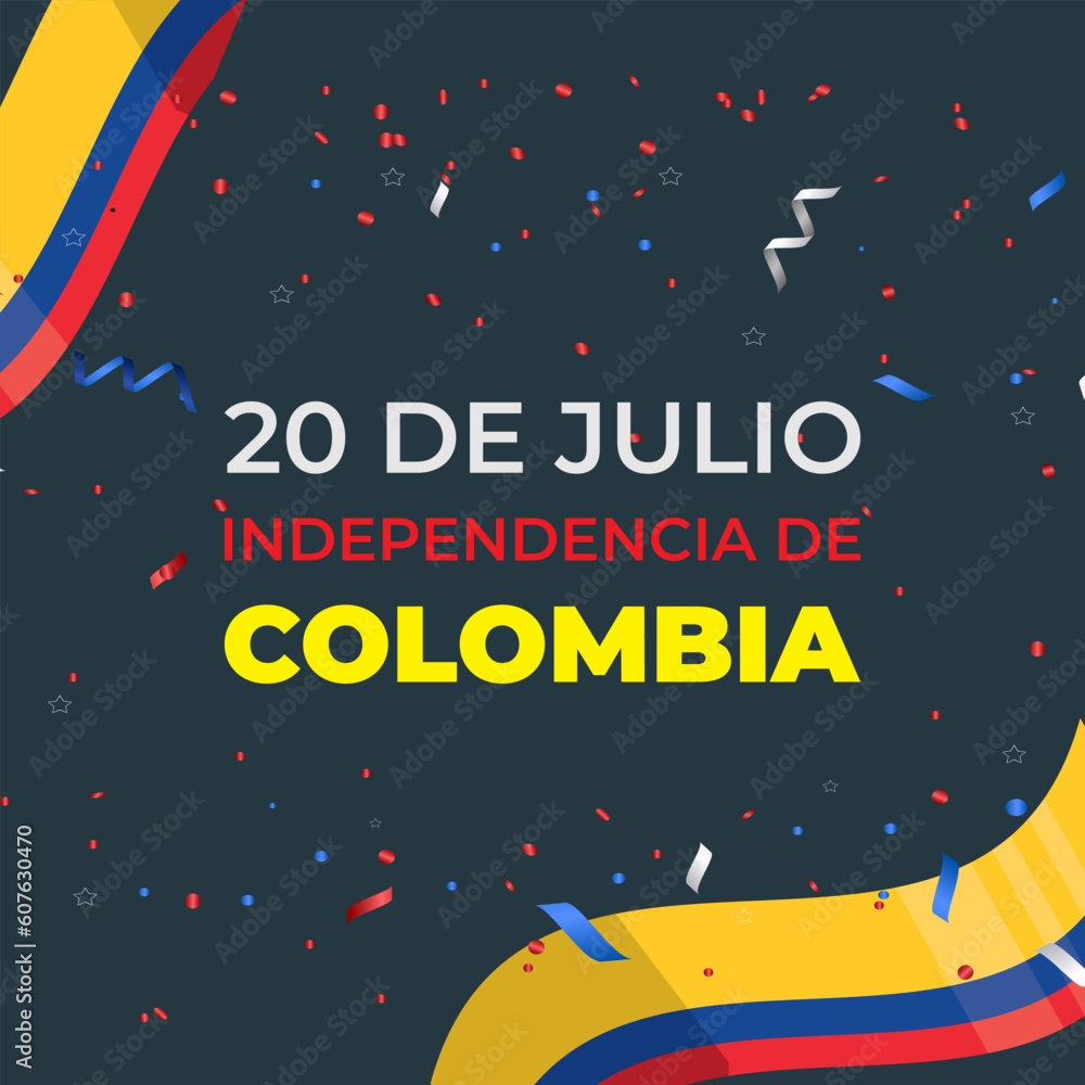 20th of july colombia independence day square banner for social media ...