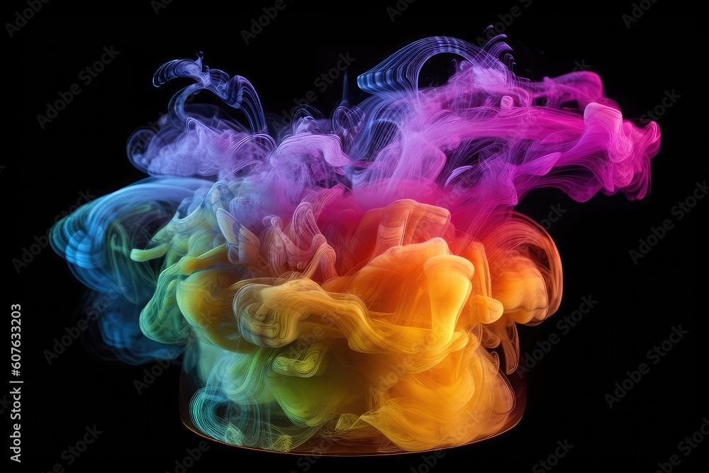 Circular Smoke, Circular rainbow colored smoke rising from burning ...