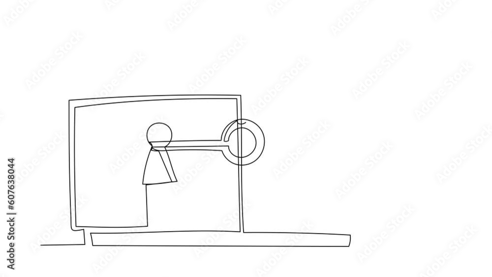 Self drawing animation of single one line draw Arabian businessman ...