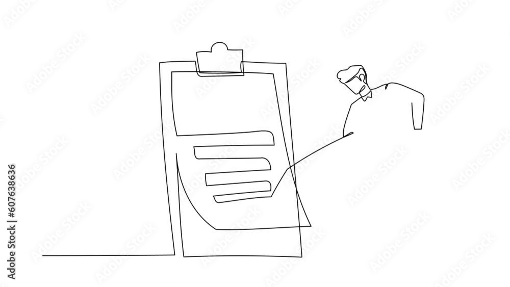 Self drawing animation of single one line draw businessman mark ...