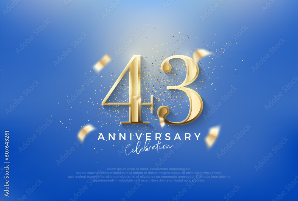 Elegant number 43rd with gold glitter on a blue background. Premium ...