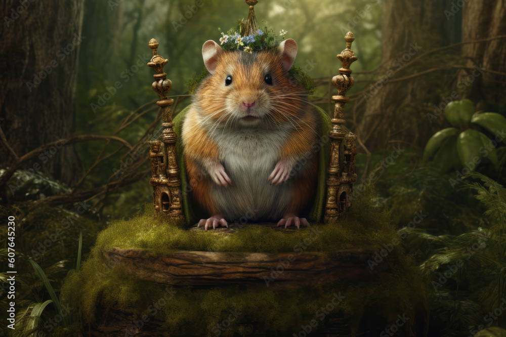 All hail the king of the forest! A hamster of great stature, donning a ...