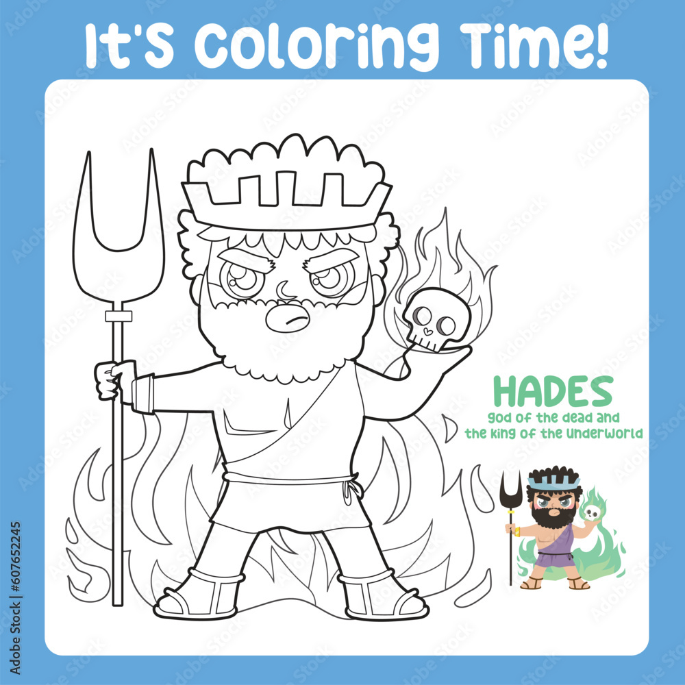 It’s coloring time. Colouring worksheet of Hades God of the death and ...