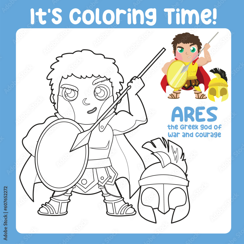 It’s coloring time. Colouring worksheet of Ares God of war. Ancient ...