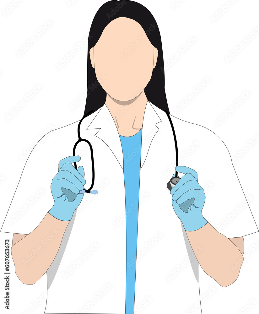 Woman doctor flat design. Female doctor coloring page. Female nurse ...