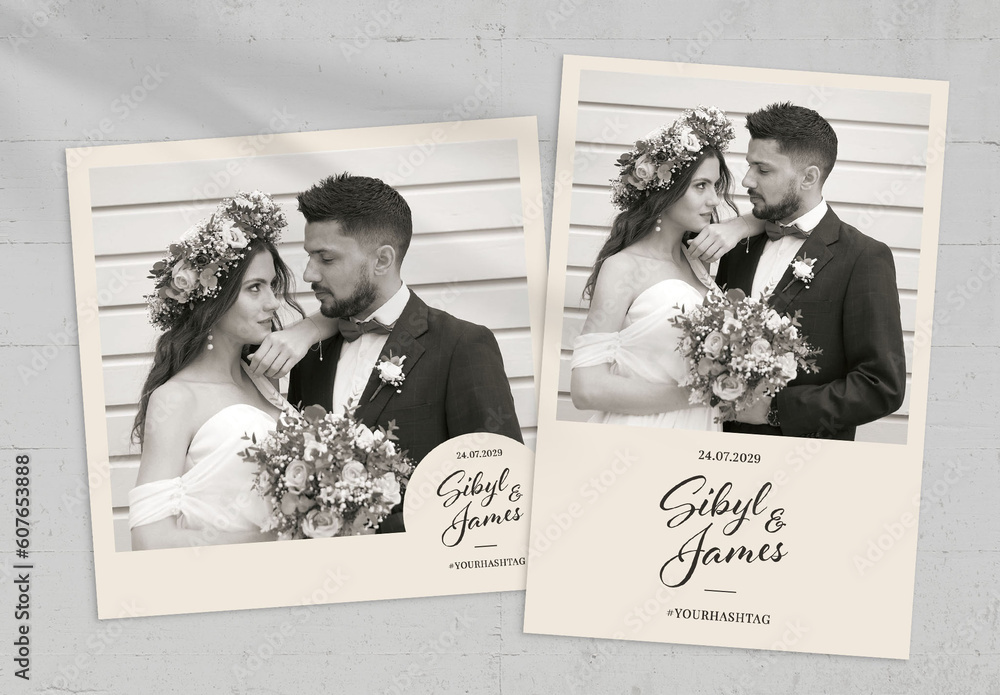Cream Wedding Photo Card Layout Stock Template | Adobe Stock