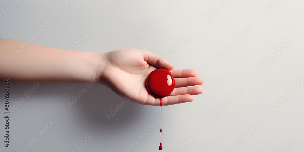 Blood donation Human hand giving blood drop symbol generative ai Stock ...