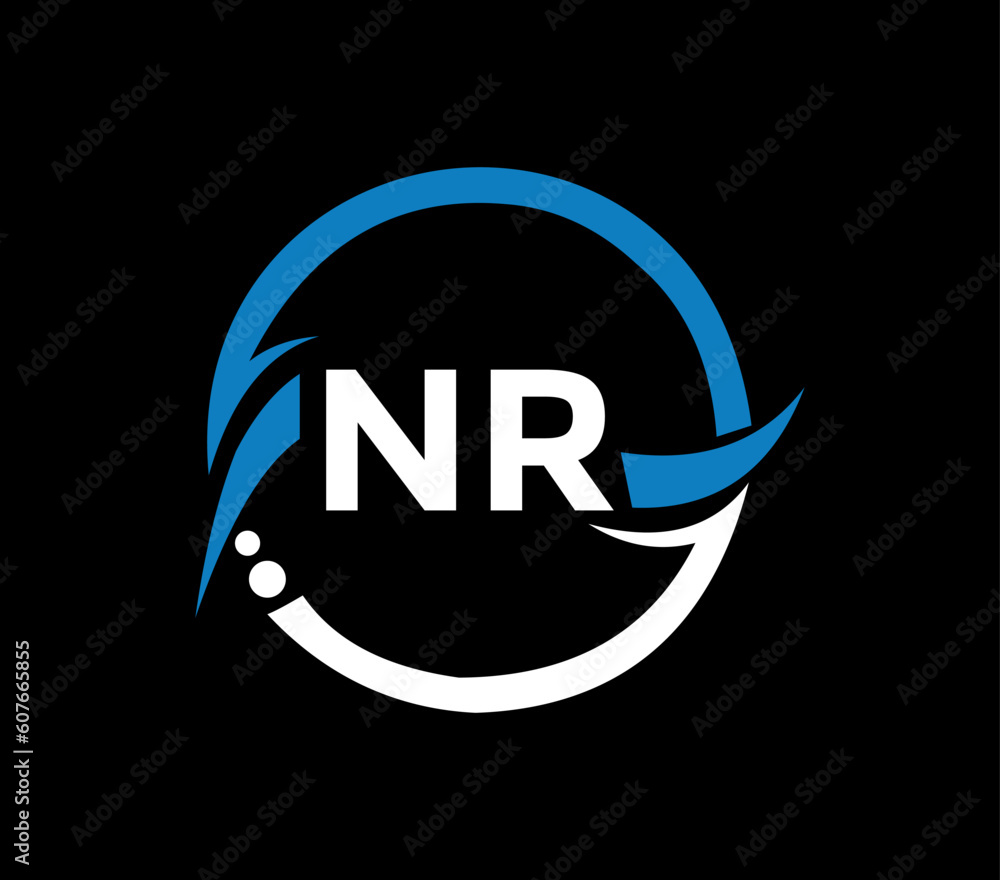 NR letter logo design with a circle shape. NR circle and cube shape ...