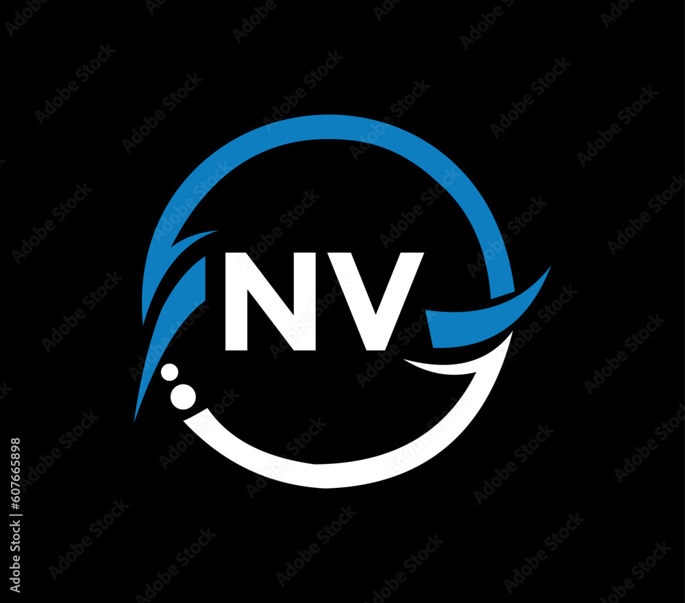 NV letter logo design with a circle shape. NV circle and cube shape ...