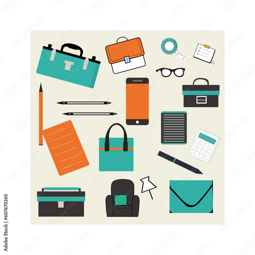 official icons that is used in offices vector illustration art Stock ...
