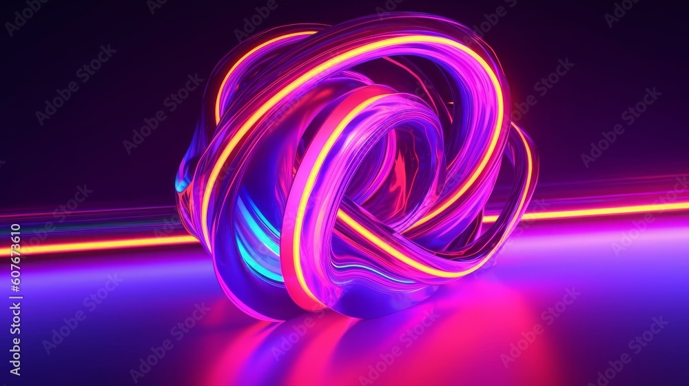 3d render, abstract neon wallpaper, colorful fantastic background with ...