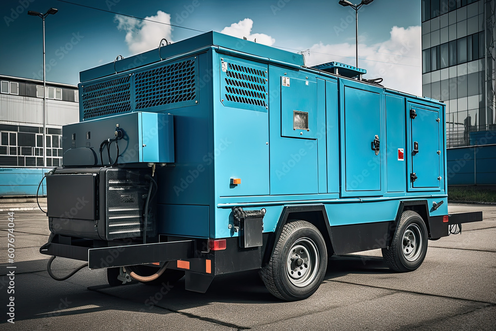 Industrial mobile diesel generator for office building, connected to ...