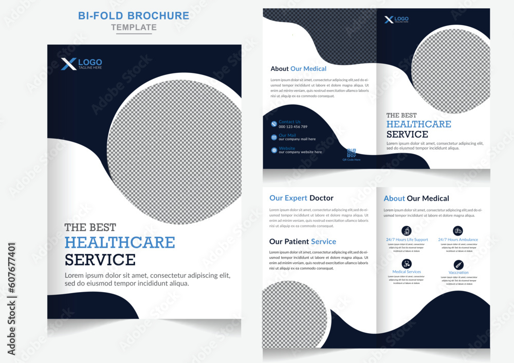 Modern Medical healthcare service bifold brochure design clinic ...