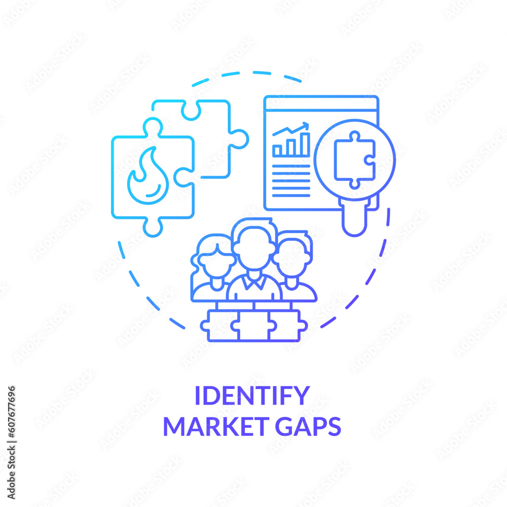 Identify market gaps blue gradient concept icon. Consumer need. Target ...