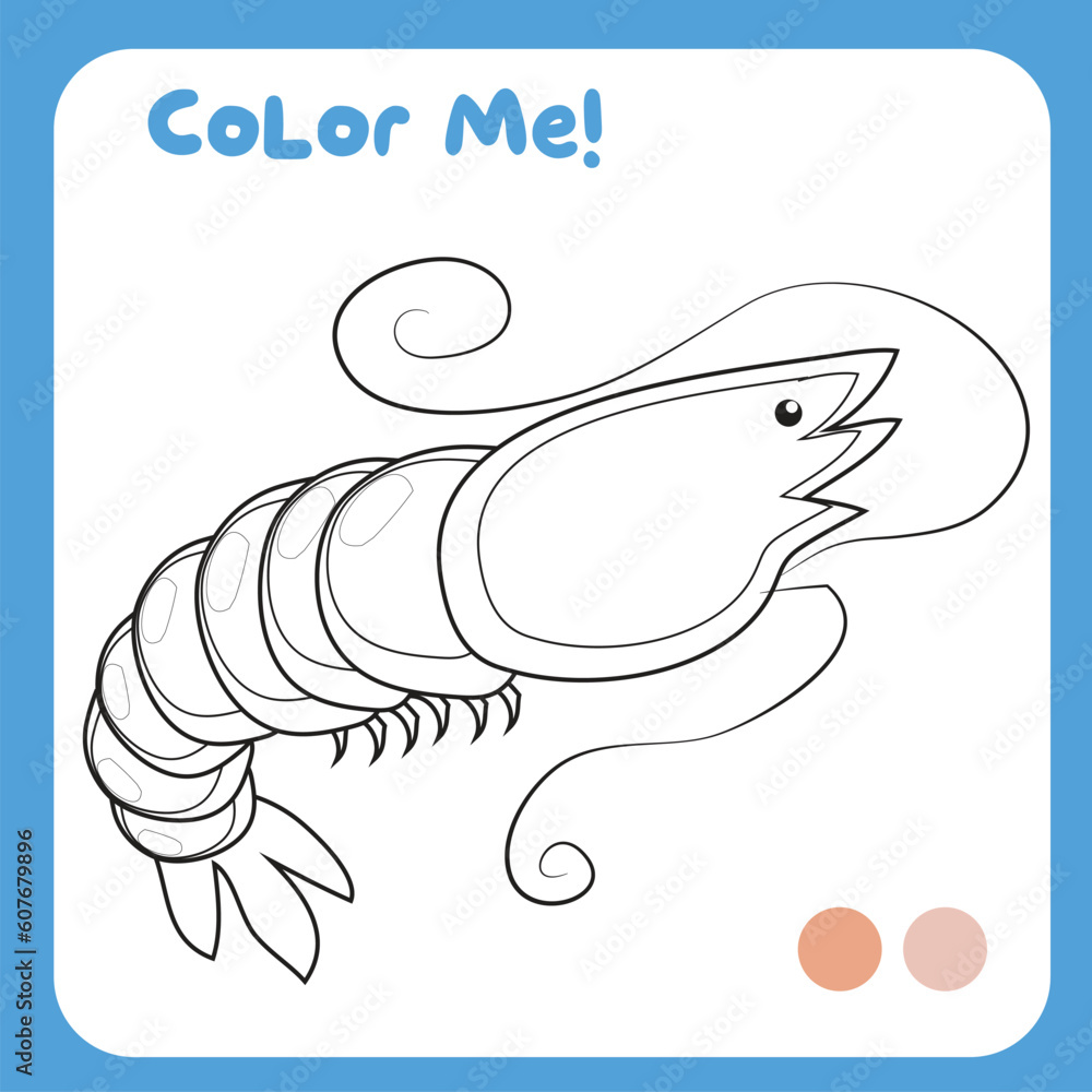 Coloring the shrimp, the sea animal. Coloring sea animals worksheet ...