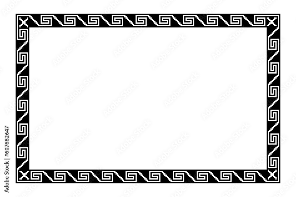 Aztec stepped fret pattern, rectangle frame with serpent meander motif ...
