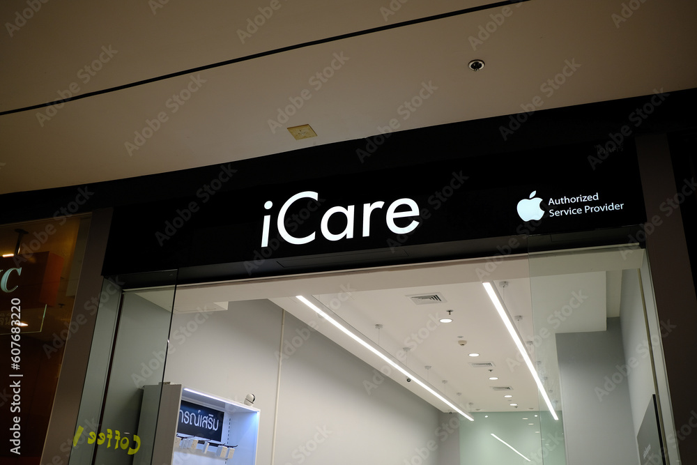 BANGKOK, THAILAND - MAY 06, 2023: ICare Store Sign. Authorized Service ... BANGKOK, THAILAND - MAY 06, 2023: ICare Store Sign. Authorized Service ...