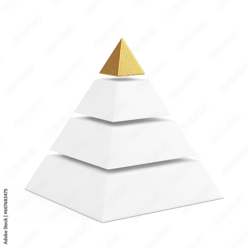 Hierarchy Concept. White Blocks Pyramid with Golden Top. 3d Rendering ...