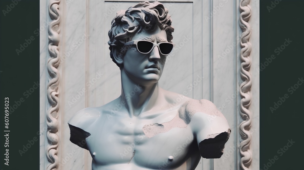Engaging art collage featuring the sculpture of David, a fusion of ...