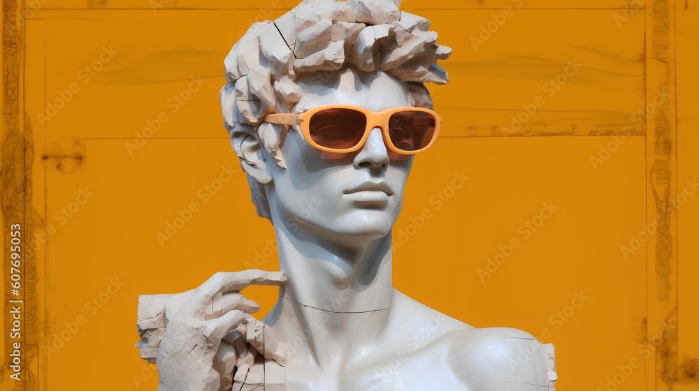 Engaging art collage featuring the sculpture of David, a fusion of ...