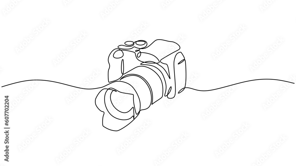 DSLR Camera continuous one line drawing, vector illustration editable ...