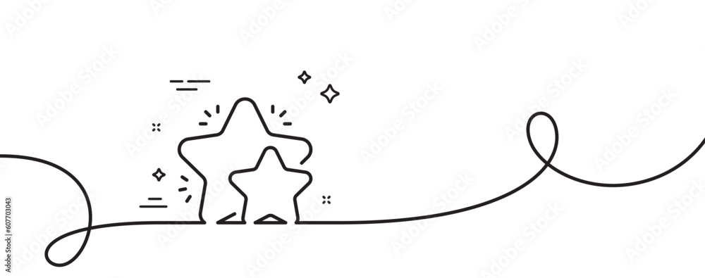 Star line icon. Continuous one line with curl. Feedback rating sign ...